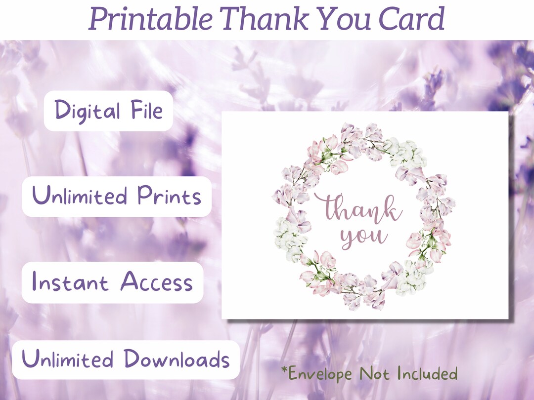 Printable Floral Thank You Card, Note Cards, Modern Floral Card ... Printable Floral Thank You Card, Note Cards, Modern Floral Card ...