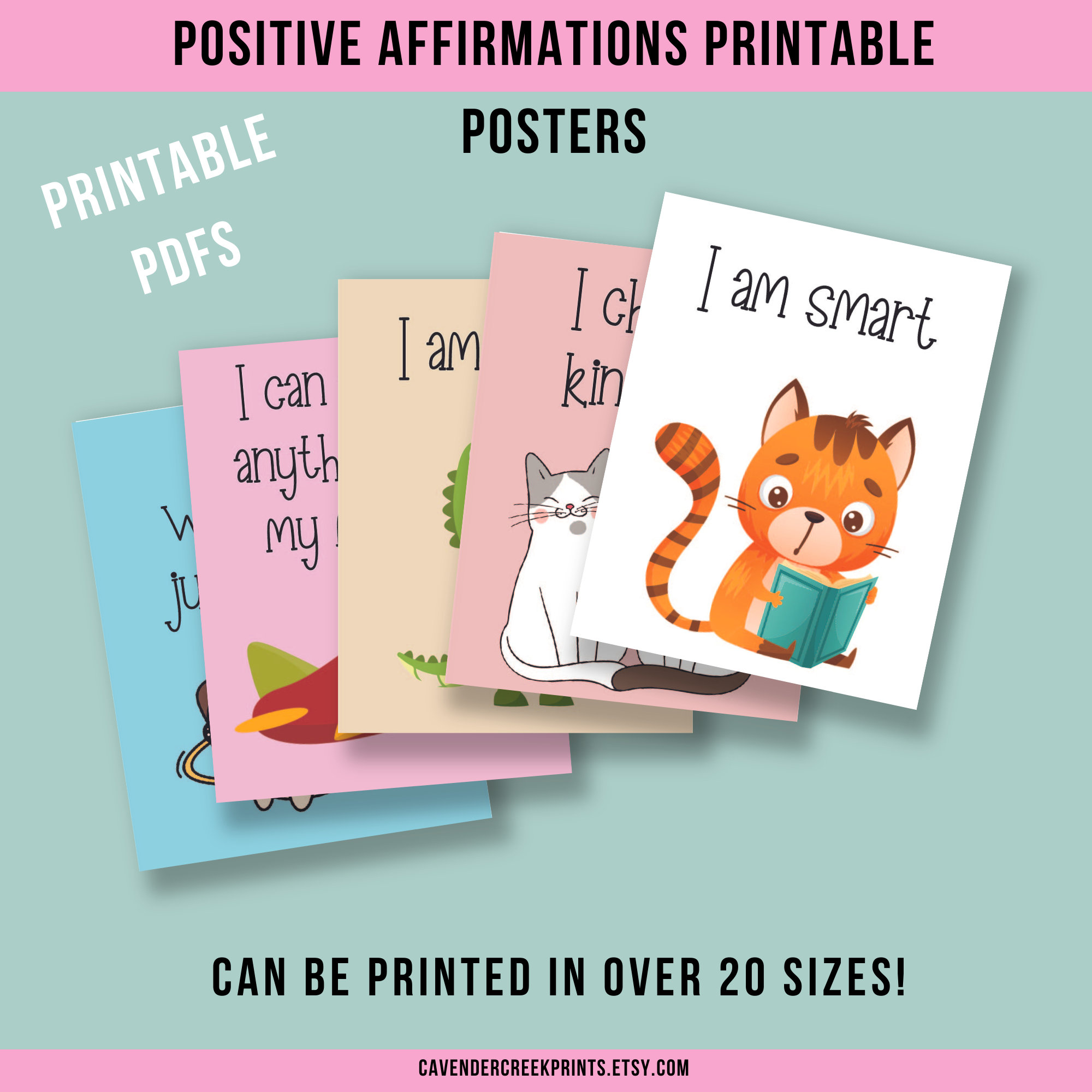 Printable Positive Affirmations Wall Art Bundle Colorful - Etsy