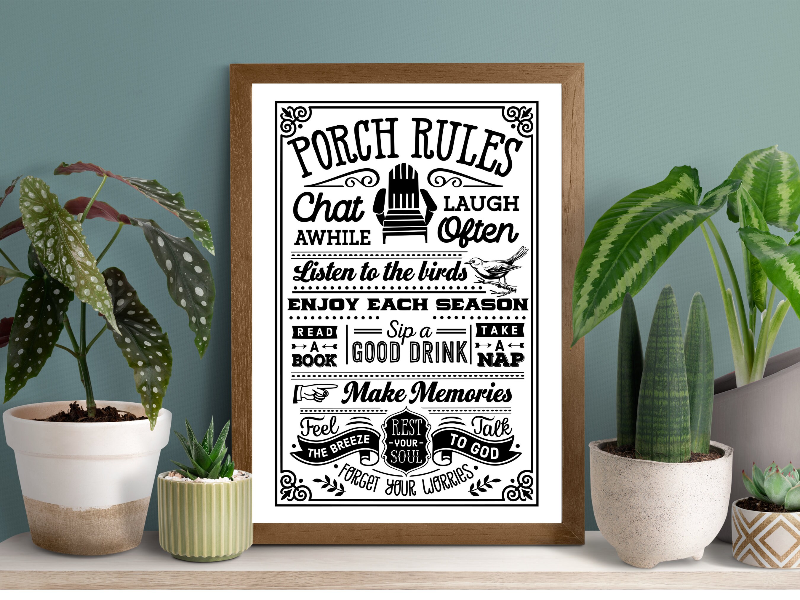 Porch Rules Printable Wall Art, Fun Porch Decor, Outdoor Life Rules ...