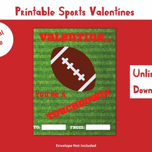 Sports Valentine Cards for Kids, Instant Cards, Printable Valentines ...