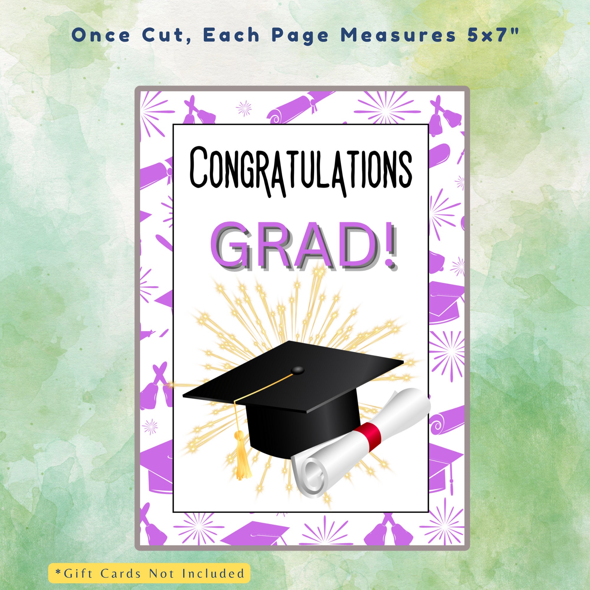 Printable Graduation Gift Card Book, High School Graduation, College ...