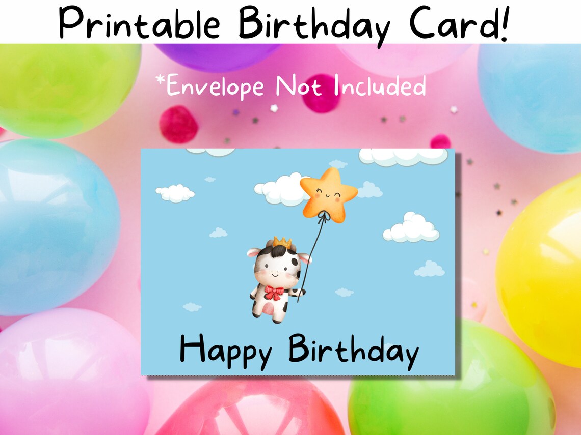 Printable Fun Birthday Card Farm Card Cow Birthday Farm - Etsy
