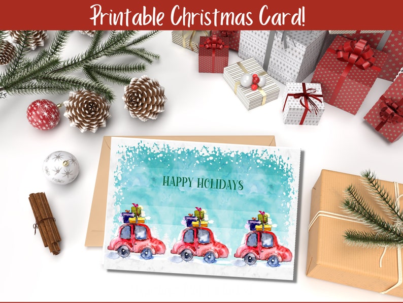 Printable Christmas Card, Holiday Card, Happy Holidays, Seasonal Card ...