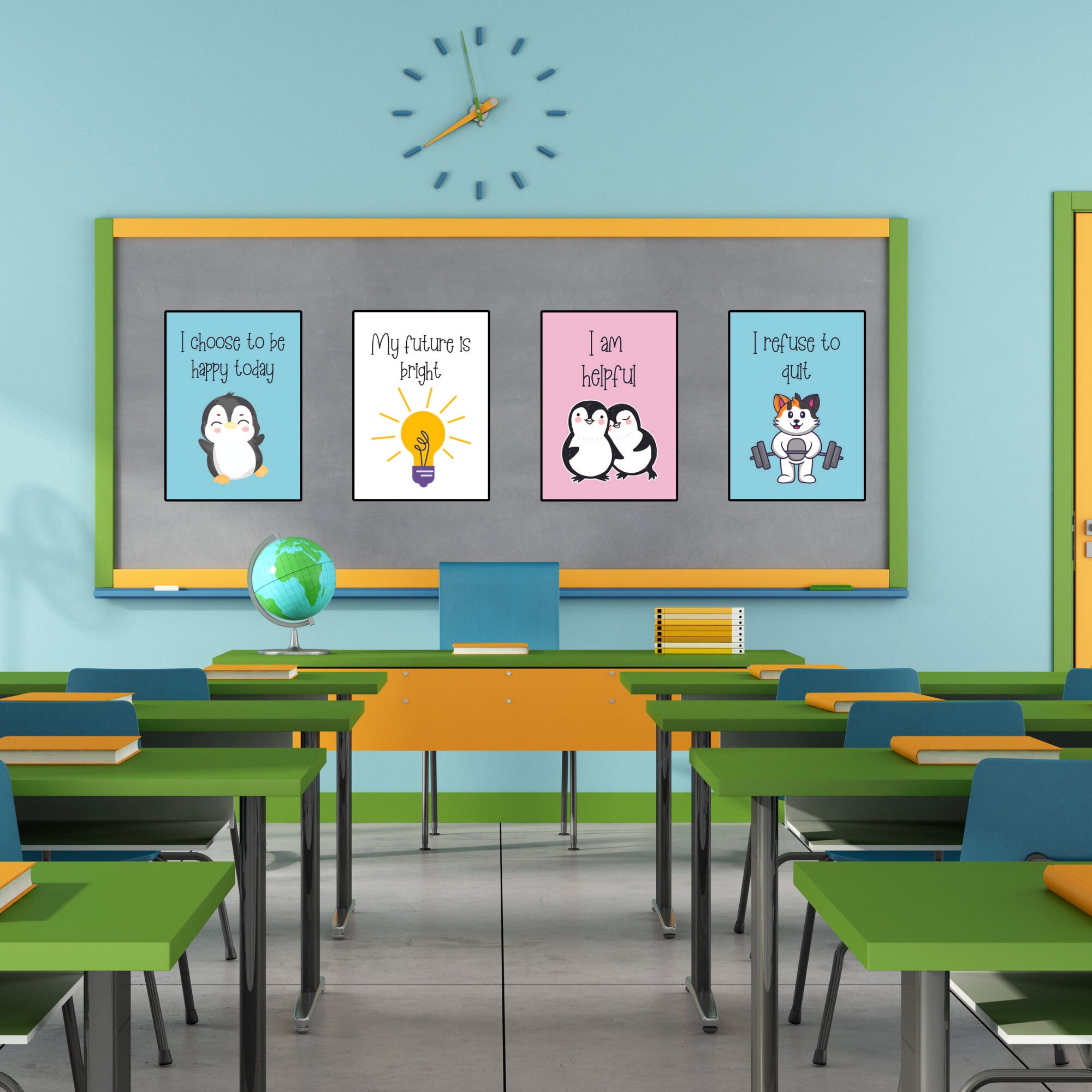 Printable Positive Affirmations Wall Art Bundle Colorful Kids Room and ...