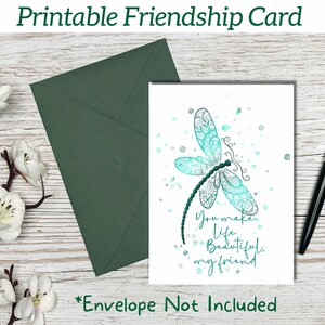 Dragonfly Friendship Card Printable, Blue and White Card, Best Friend ...