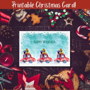 Printable Christmas Card, Holiday Card, Happy Holidays, Seasonal Card ...