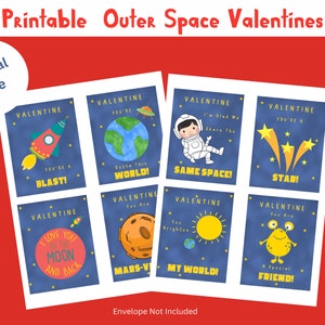 Outer Space Valentine Cards for Kids, Printable Valentines, Gift for ...
