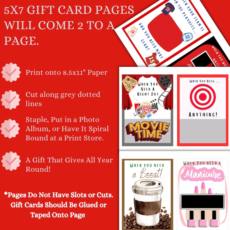 Printable Christmas Gift Card Book, 40+ Pages for Festive Gifting ...