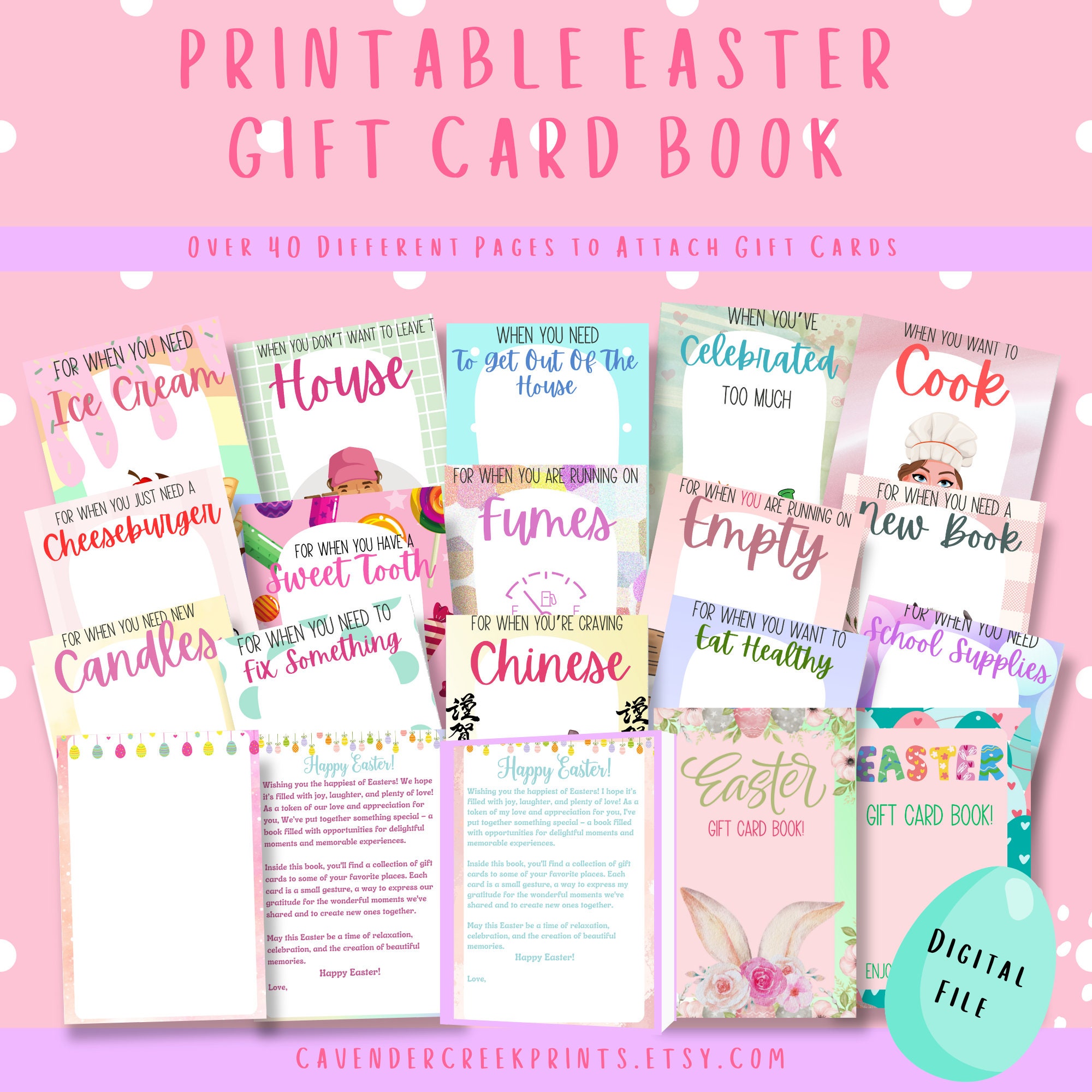 Printable Easter Gift Card Book , 40 Pages for Unique Gifting, Instant ...