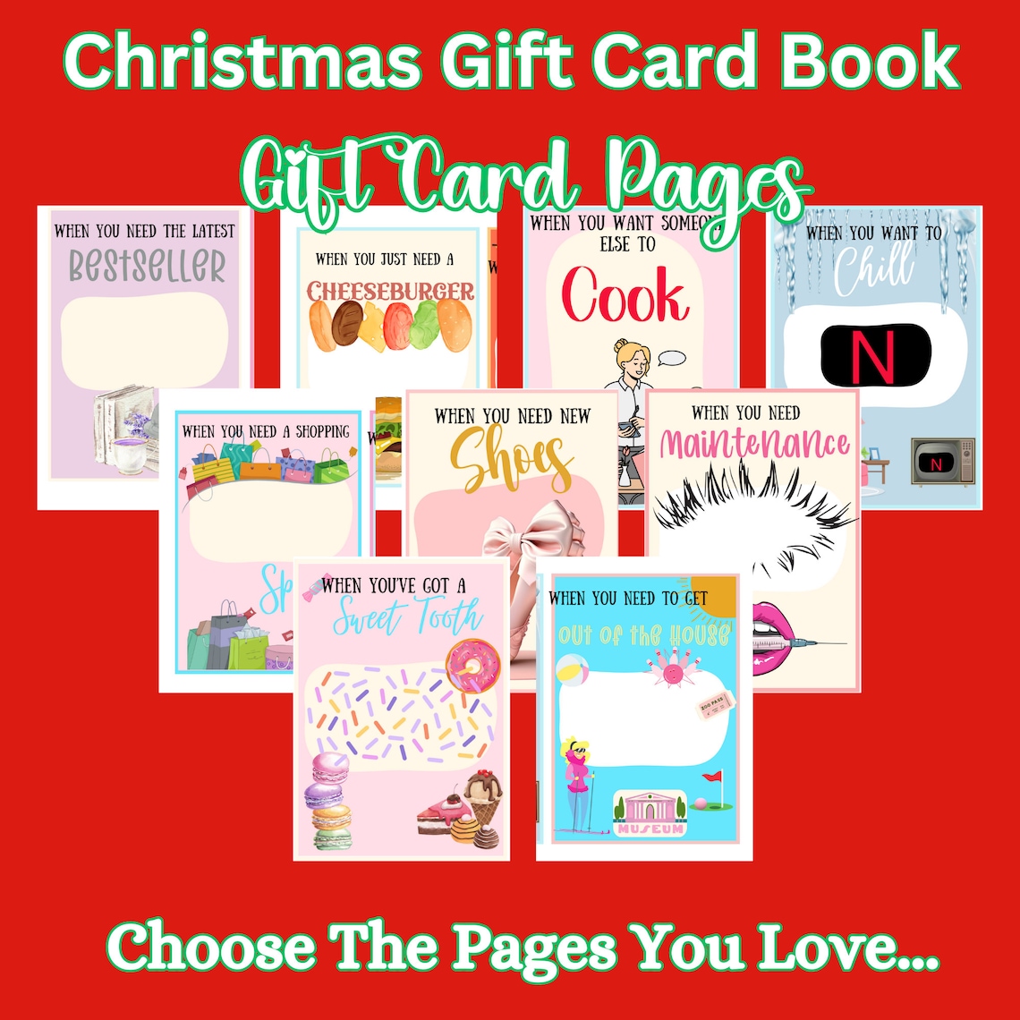 Printable Christmas Gift Card Book, 40 Pages for Festive Gifting ...