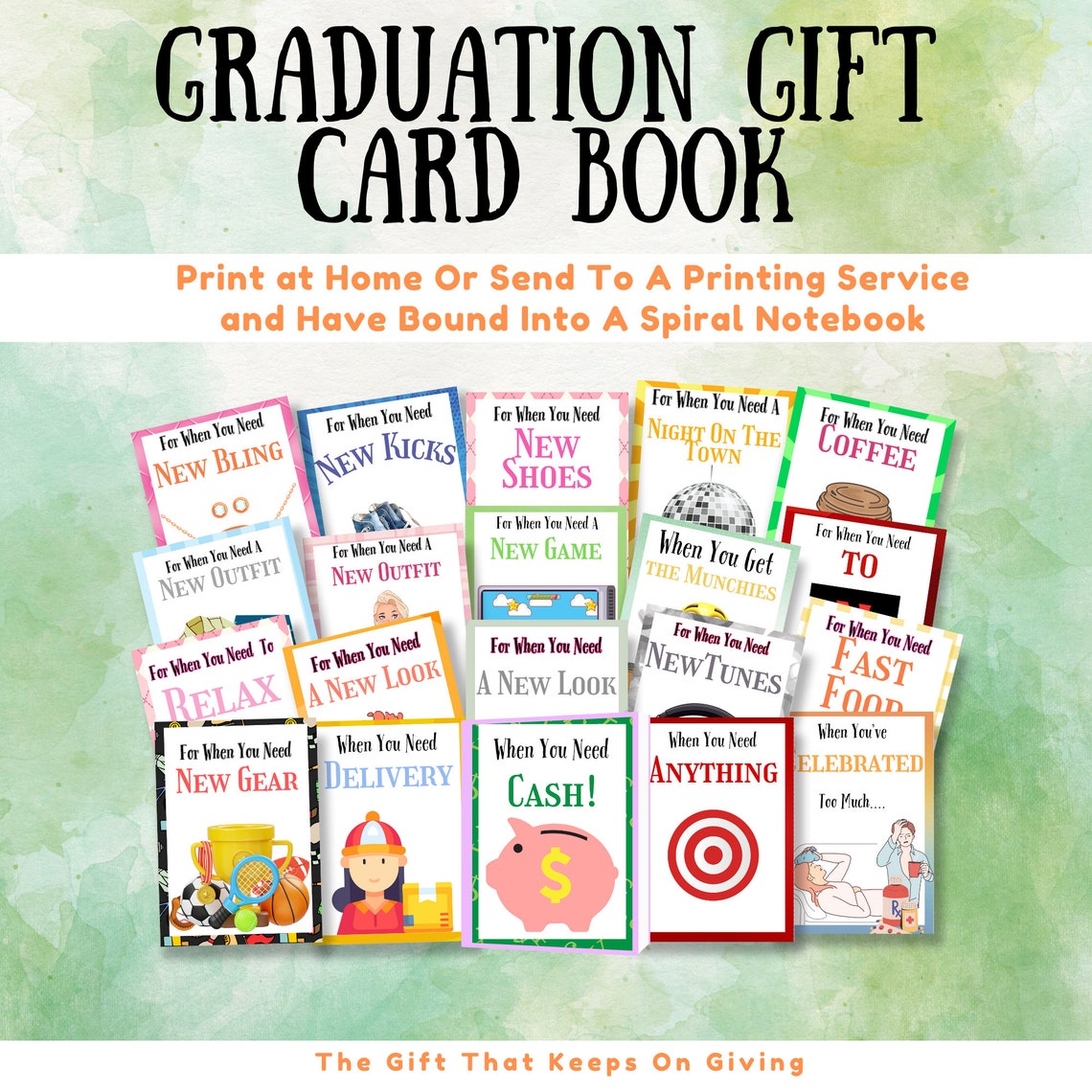 Printable Graduation Gift Card Book, High School Graduation, College ...