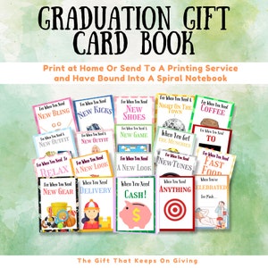 Printable Graduation Gift Card Book, High School Graduation, College ...