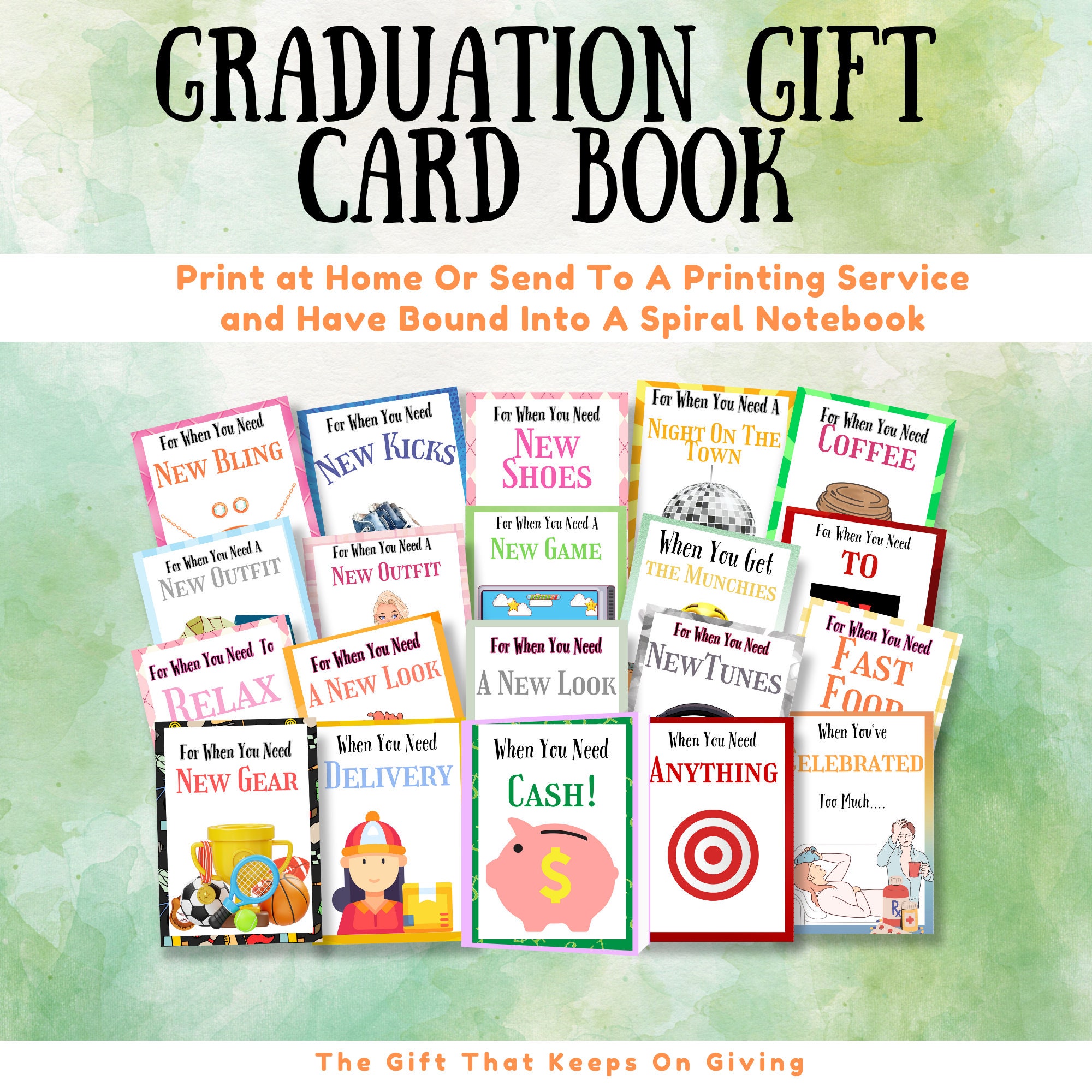Printable Graduation Gift Card Book, High School Graduation, College ...