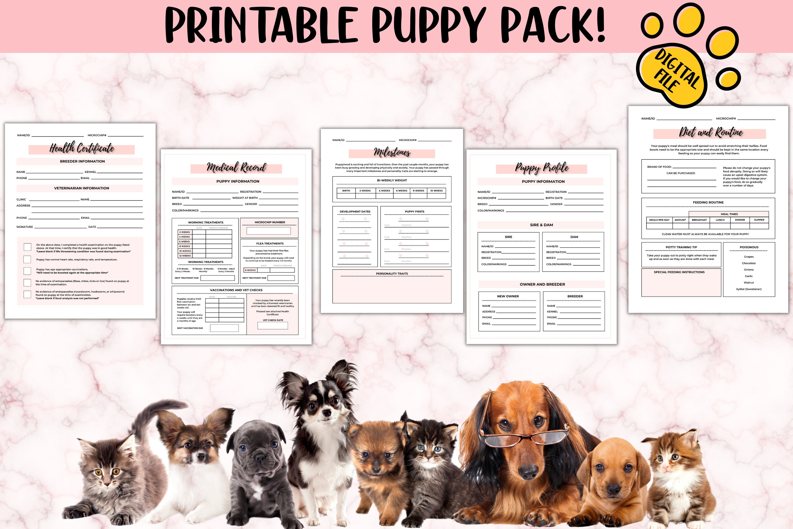 Printable Pet Planner Bundle, Pet Care Sheets, Pet Sitter Notes, New ...