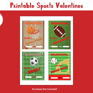 Sports Valentine Cards for Kids, Instant Cards, Printable Valentines ...