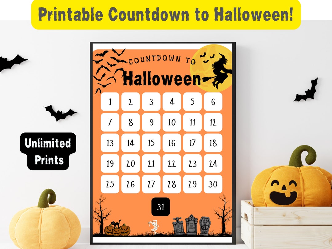 Halloween Countdown, Printable Countdown, Instant Download, Classroom ...
