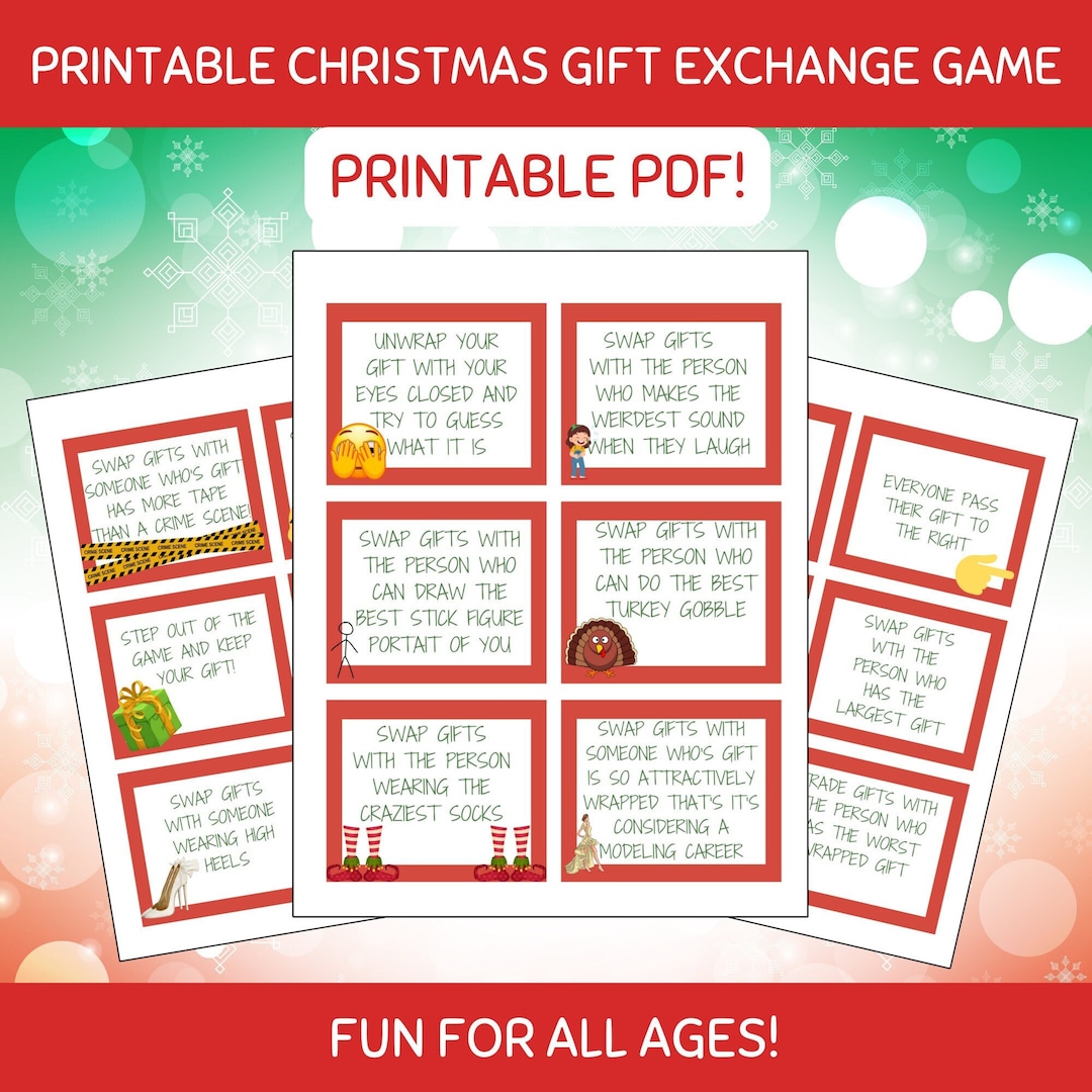 Printable Christmas Gift Exchange Game, White Elephant Gift, Xmas ...