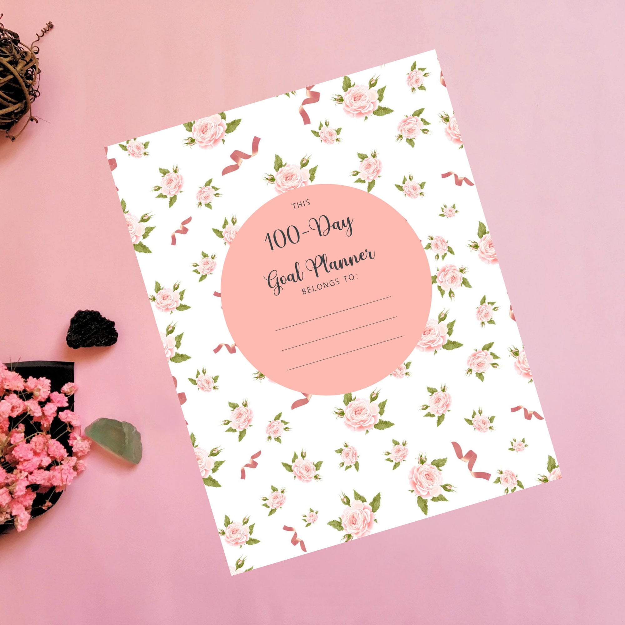 100 Day Pink Printable Goal Tracker Goal Planning Action - Etsy