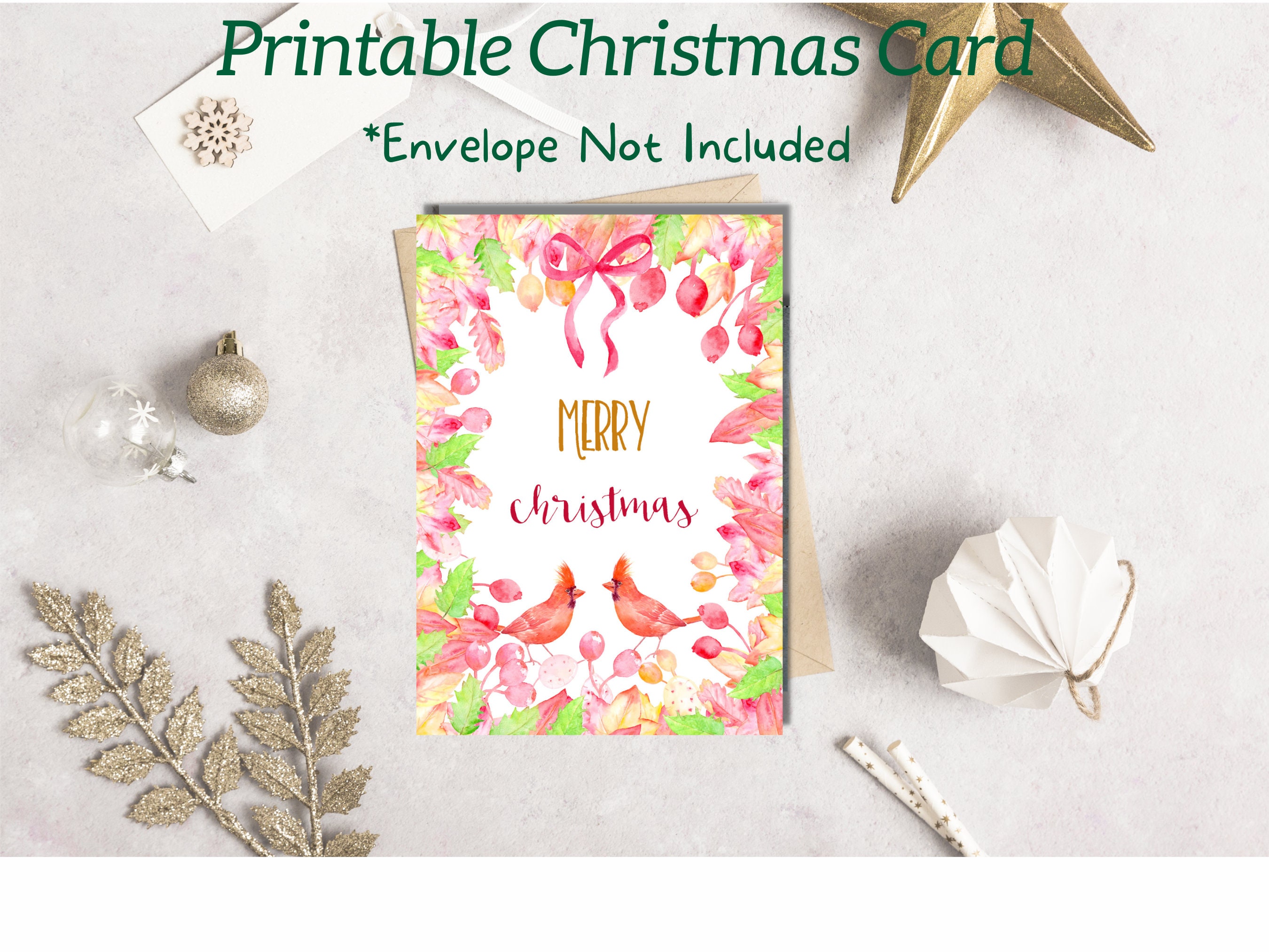 Cardinal Printable Christmas Card, Holiday Card, Digital Download ...