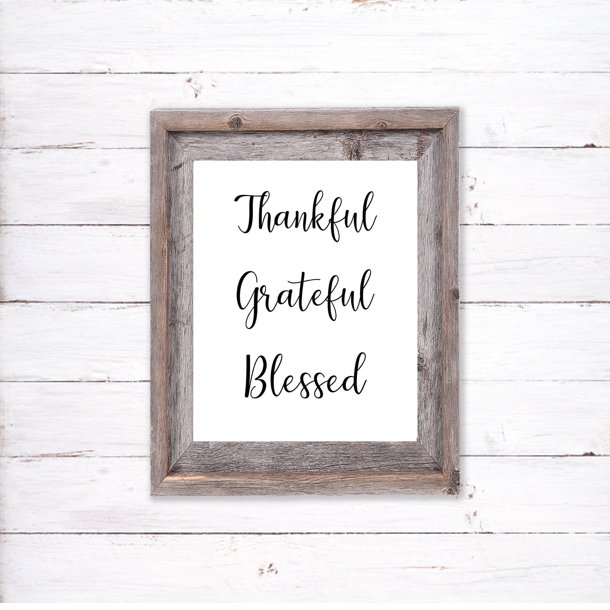 Thankful Grateful Blessed Printable Wall Art Inspirational - Etsy