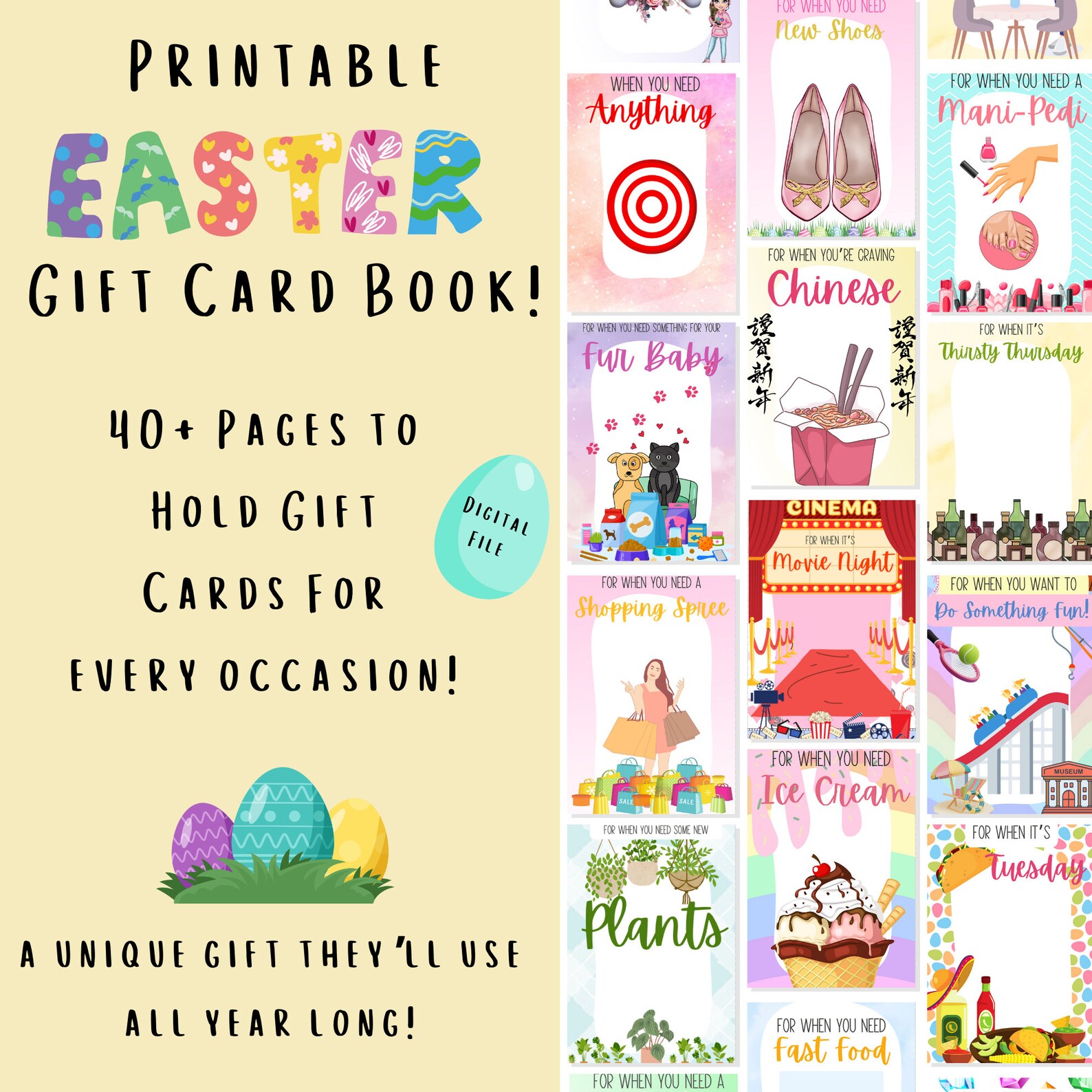 Printable Easter Gift Card Book , 40+ Pages for Unique Gifting, Instant ...
