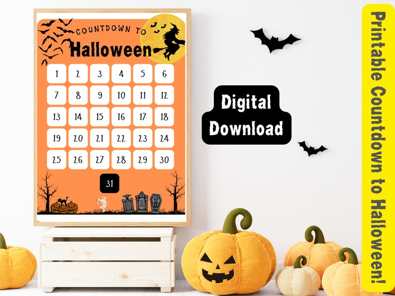 Halloween Countdown, Printable Countdown, Instant Download, Classroom ...