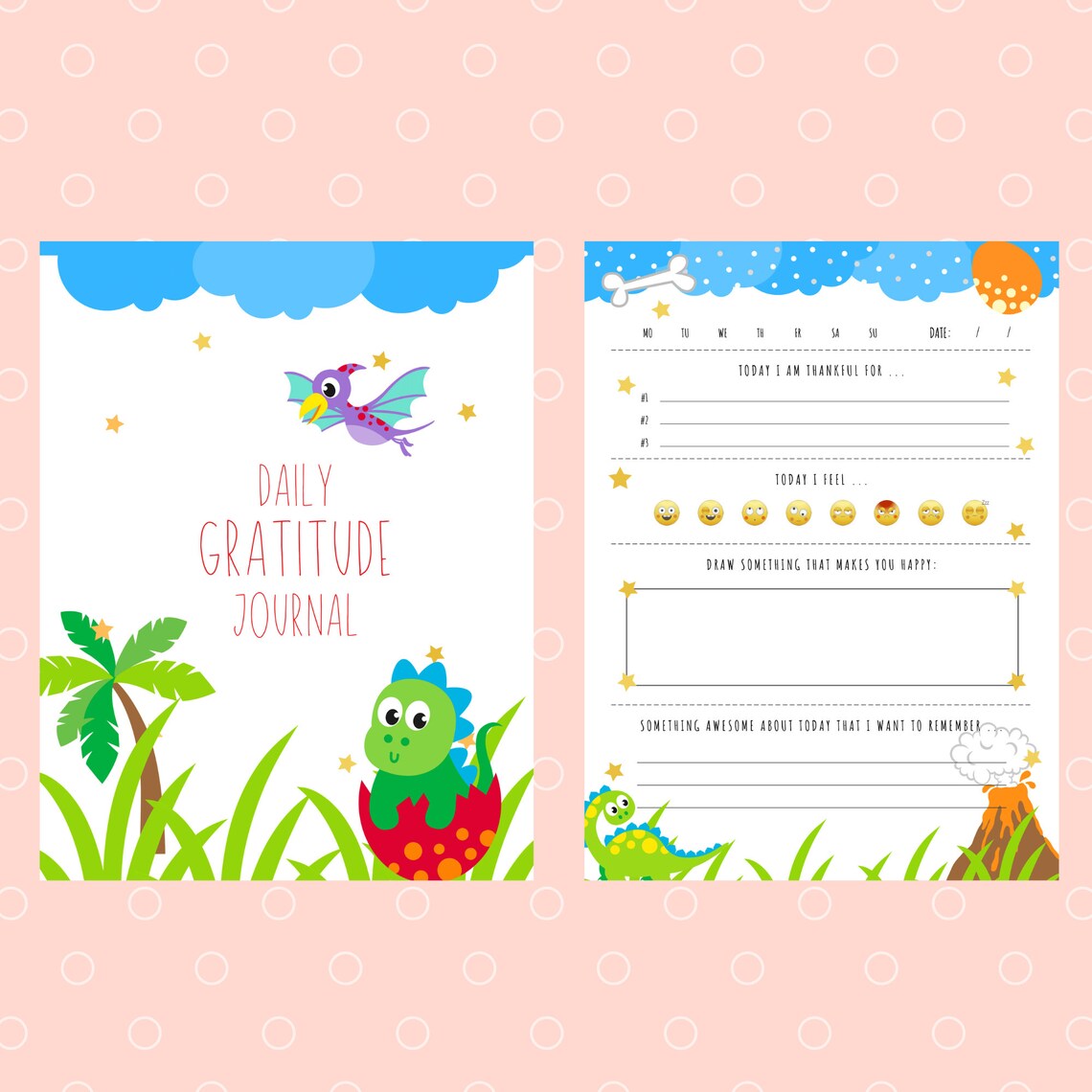 Kids Printable Daily Gratitude Journal Instant Download | Etsy