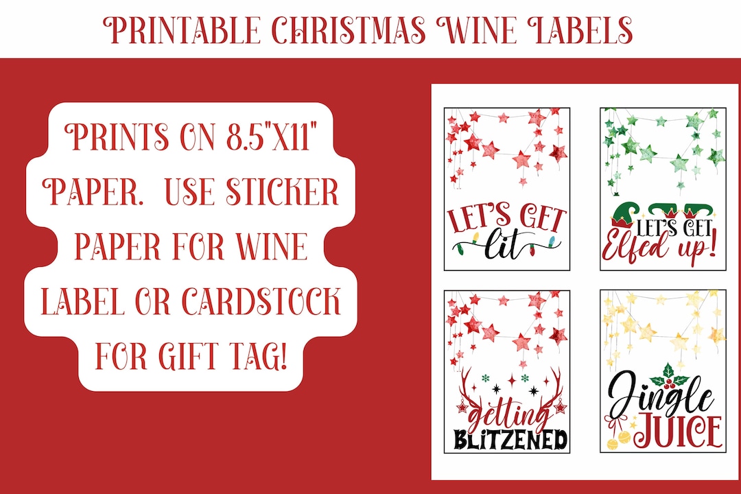 Printable Christmas Wine Bottle Label Bottle Label Wine - Etsy