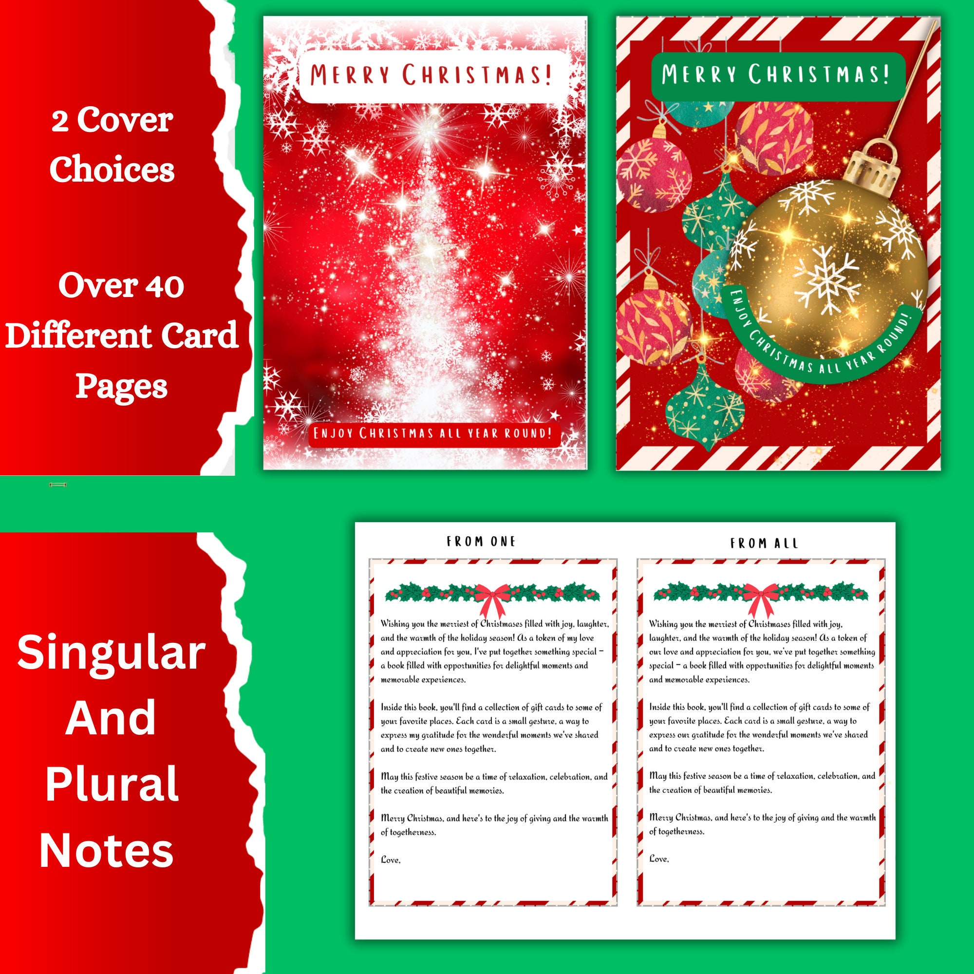 Printable Christmas Gift Card Book, 40+ Pages for Festive Gifting ...