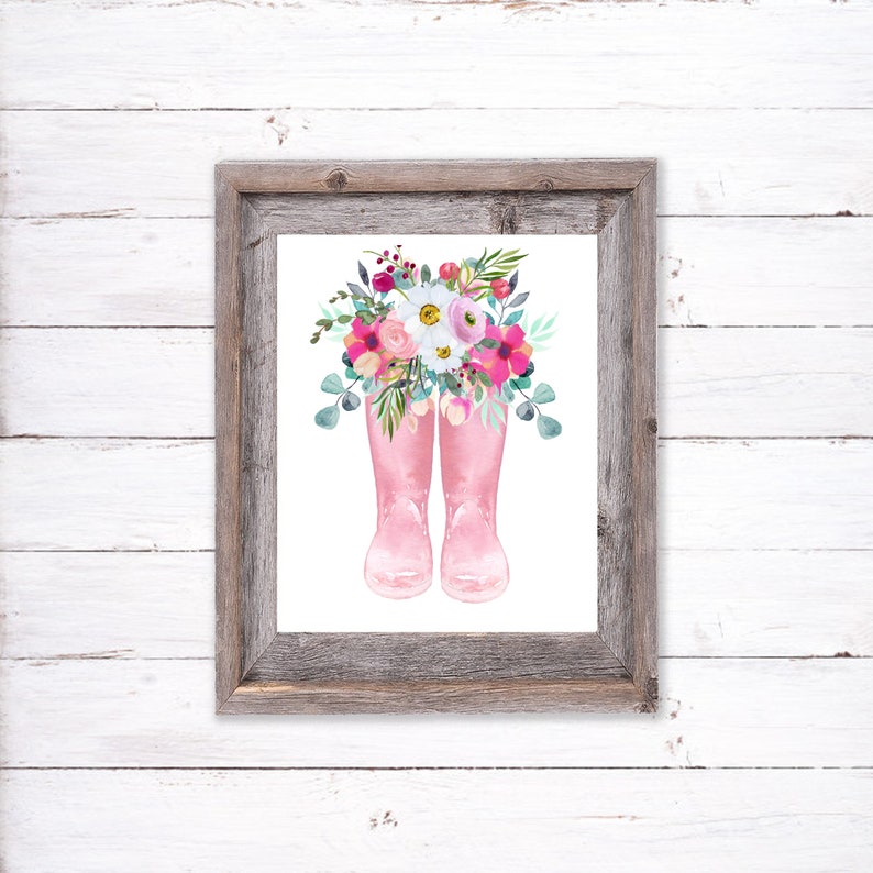 Watercolor Spring Rain Boots With Flowers, Instant Download, Spring ...