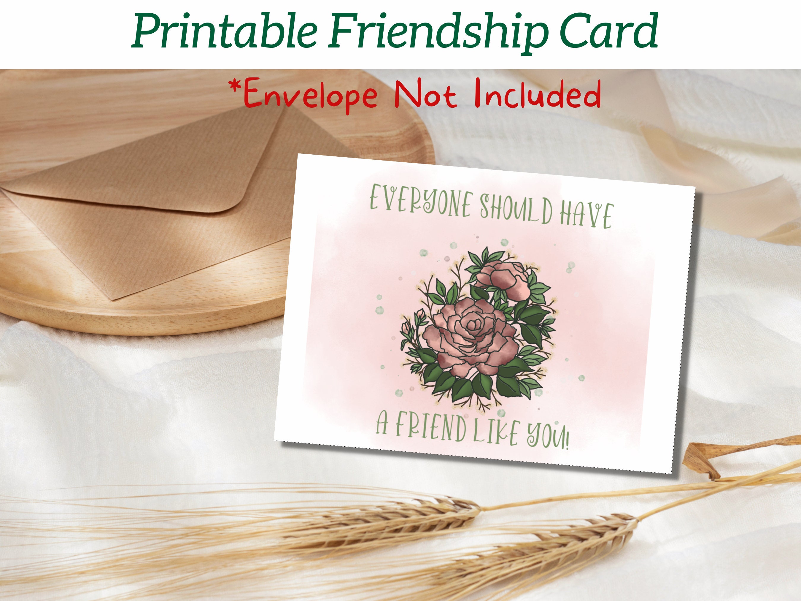 Floral Friendship Card Printable, Printable Friendship Card, Digital ...