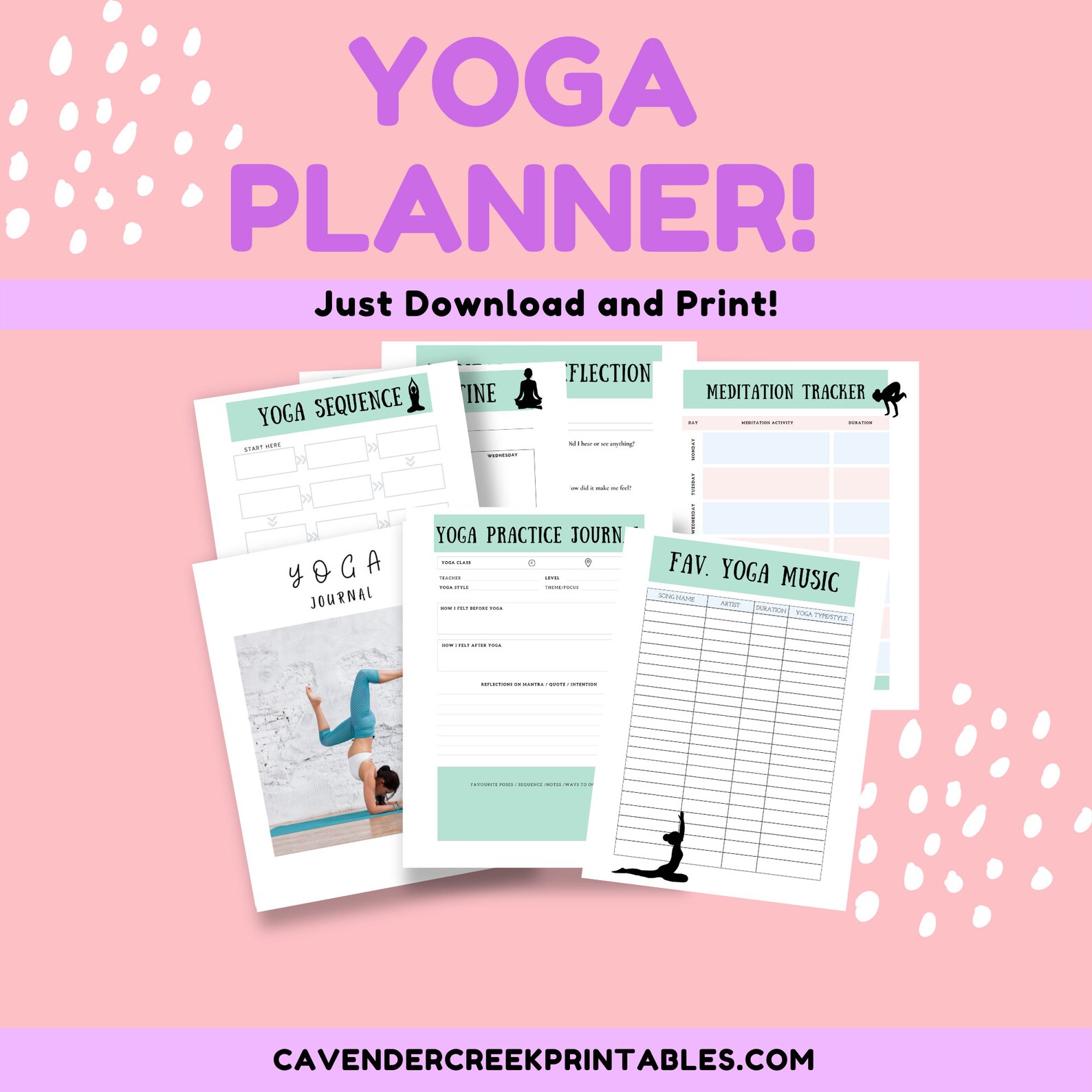 Printable Yoga Planner, Daily Reflections, Meditation Tracker, Habit ...