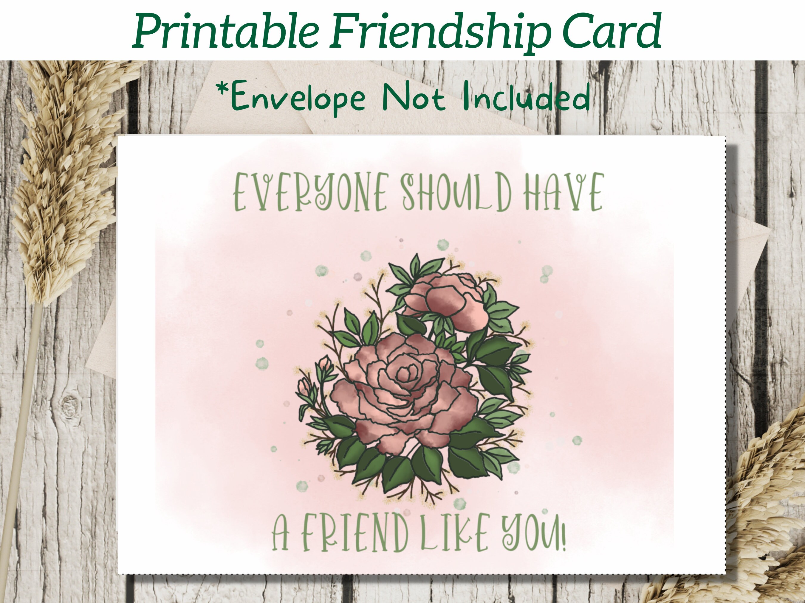 Floral Friendship Card Printable, Printable Friendship Card, Digital ...