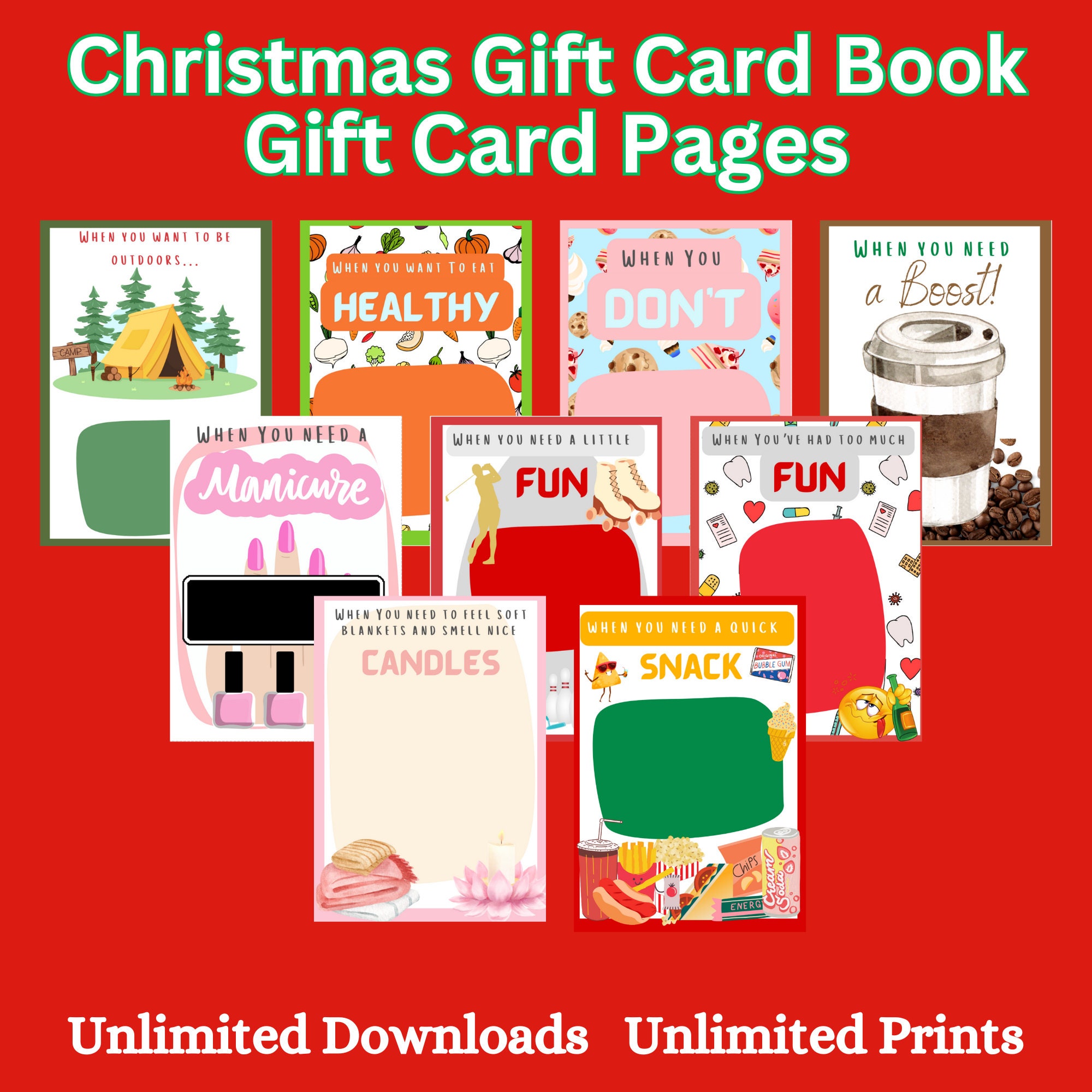 Printable Christmas Gift Card Book, 40+ Pages for Festive Gifting ...