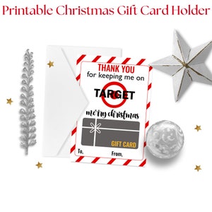 Printable Christmas Gift Card Holder, Festive Card Holder, Thank You ...