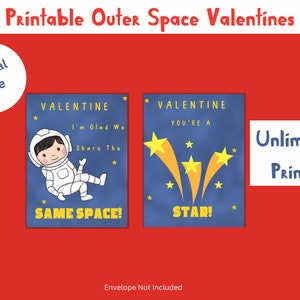 Outer Space Valentine Cards for Kids, Printable Valentines, Gift for ...