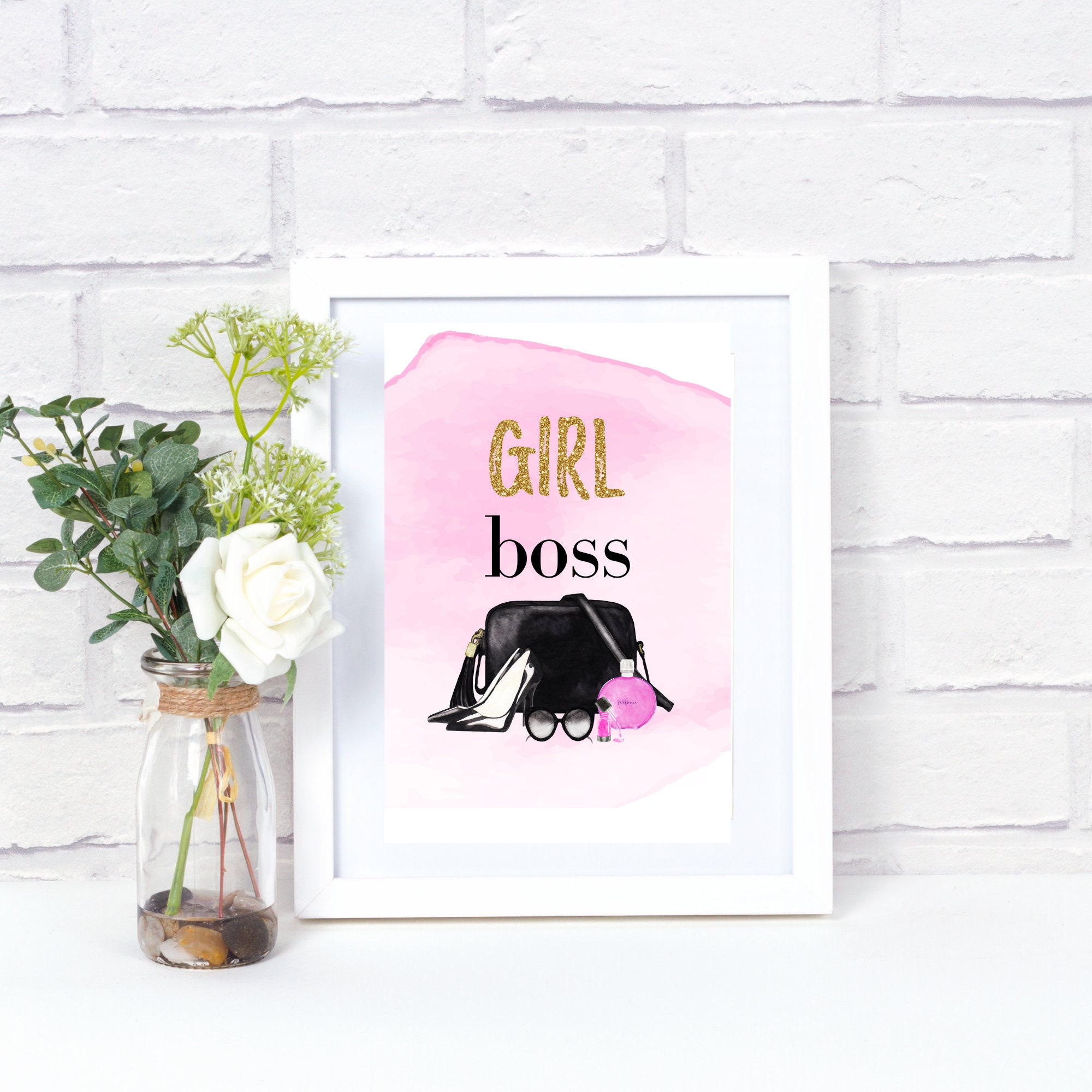 Girl Boss Printable Wall Art Office Wall Decor Inspirational Etsy