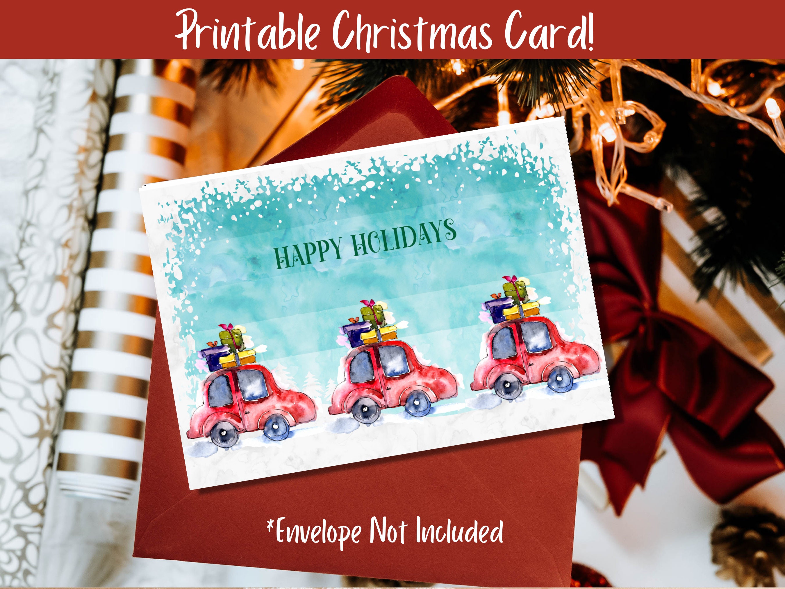 Printable Christmas Card, Holiday Card, Happy Holidays, Seasonal Card ...