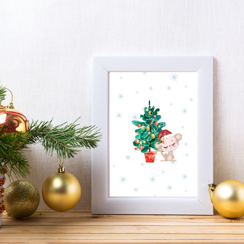 Baby Mouse Christmas Printable Art, Instant Download, Christmas Decor ...