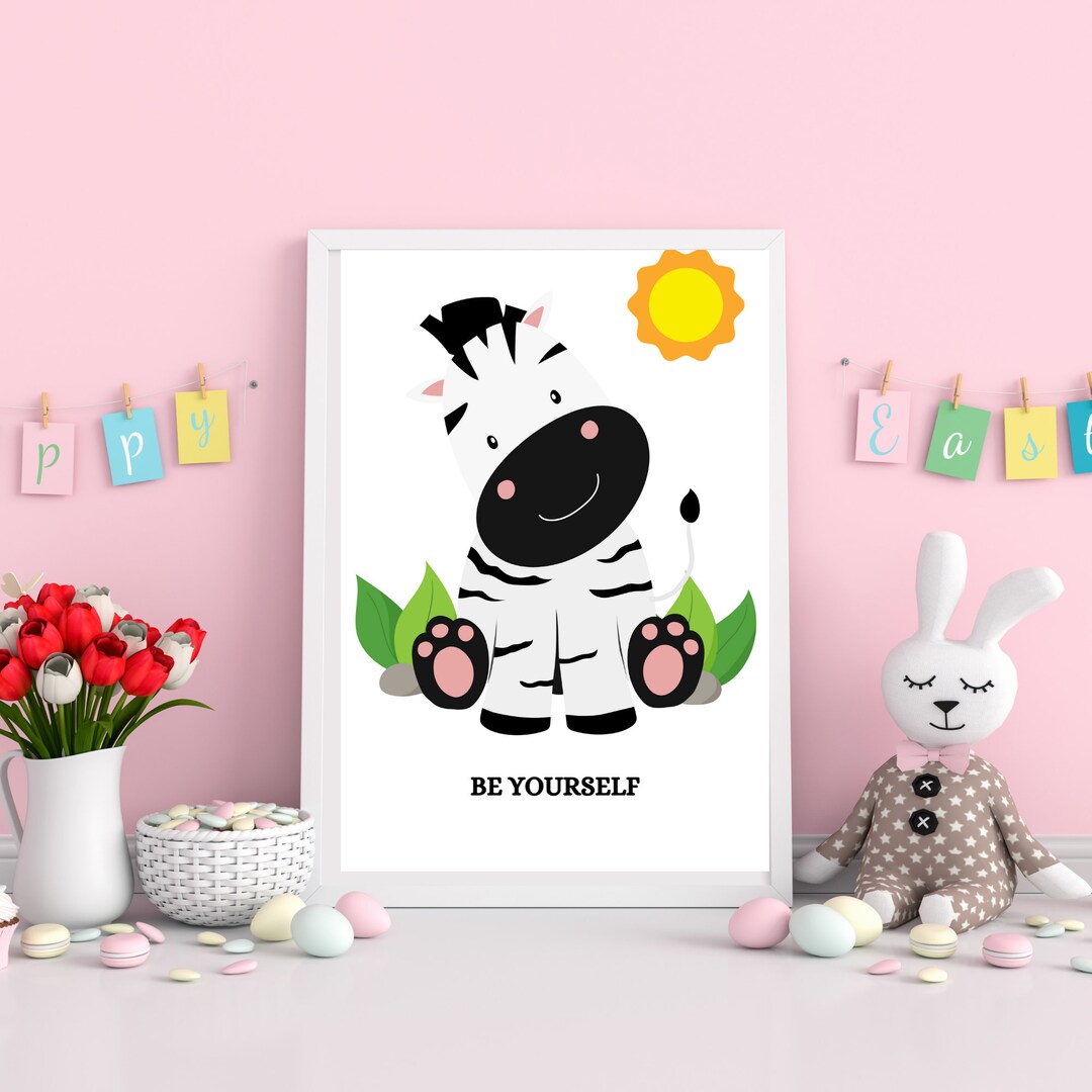 Be Yourself Zebra Nursery Printable Wall Art, Safari Nursery Decor ...