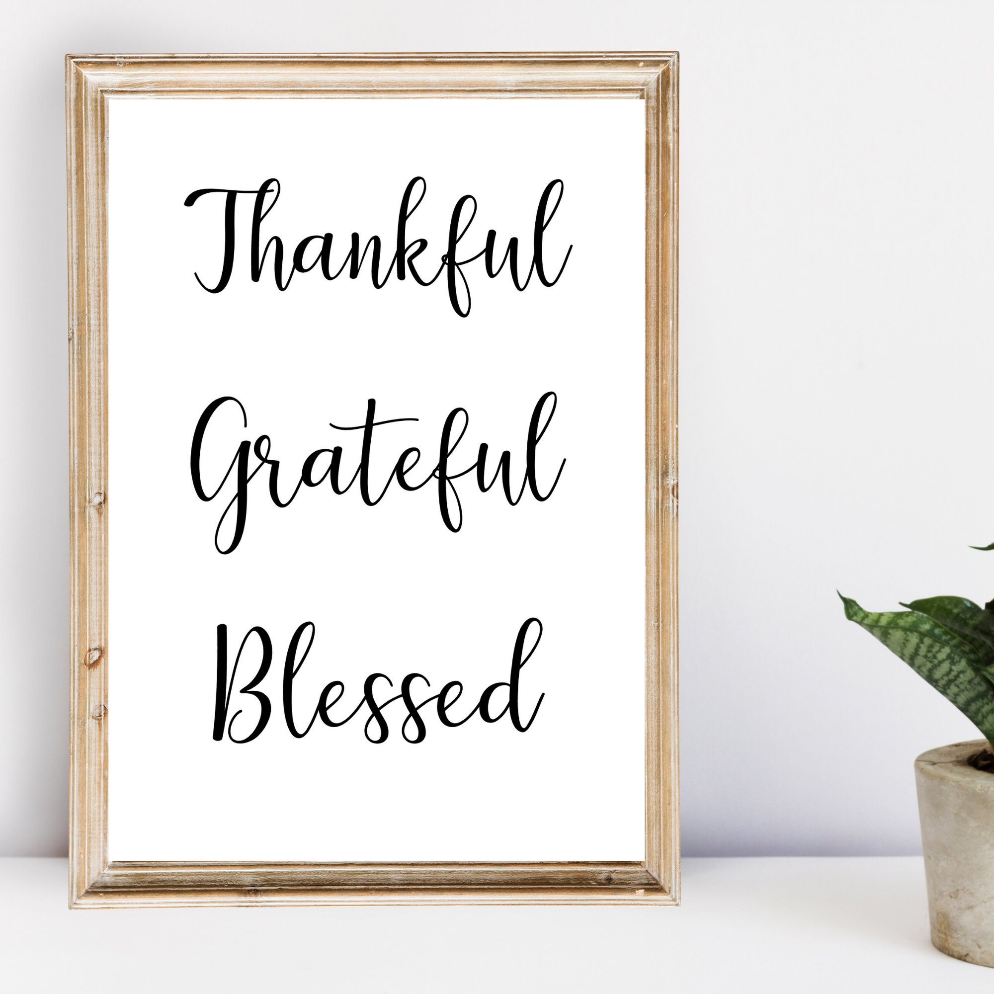 Thankful Grateful Blessed Printable Wall Art Inspirational - Etsy