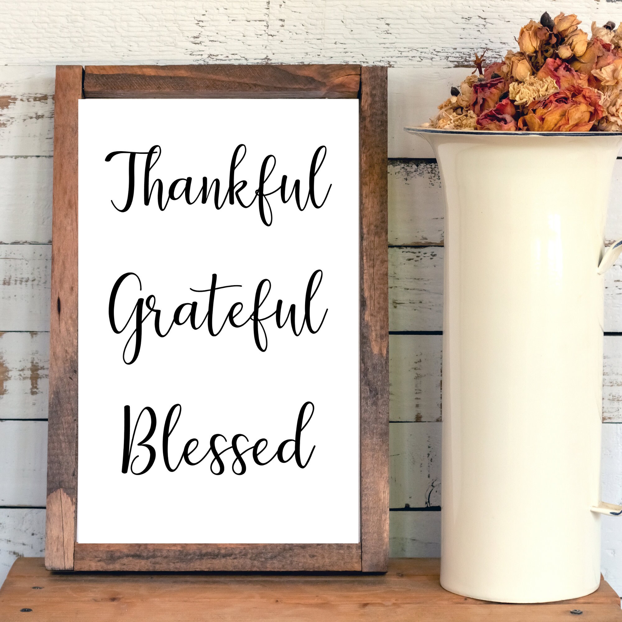 Thankful Grateful Blessed Printable Wall Art Inspirational - Etsy