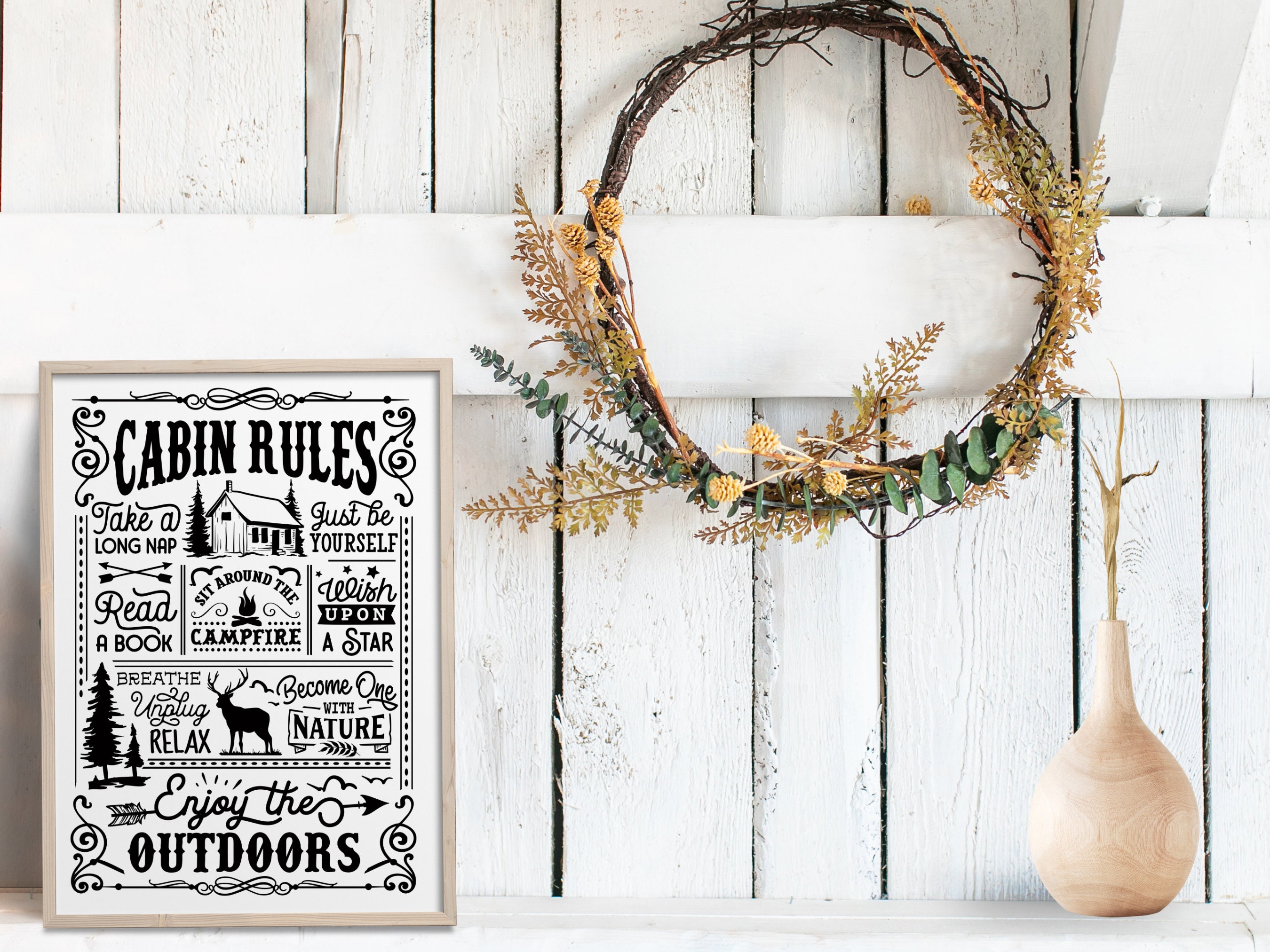 Cabin Rules Printable Wall Art, Lake House Decor, Vacation Art ...
