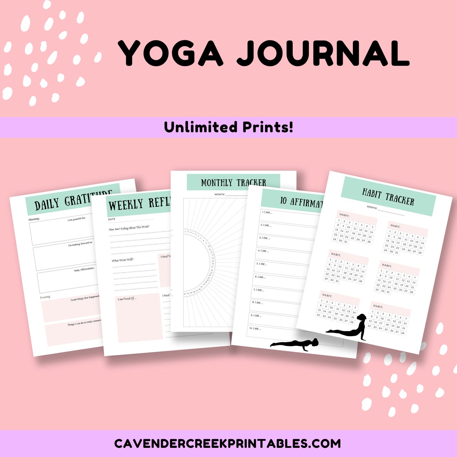 Printable Yoga Planner, Daily Reflections, Meditation Tracker, Habit ...