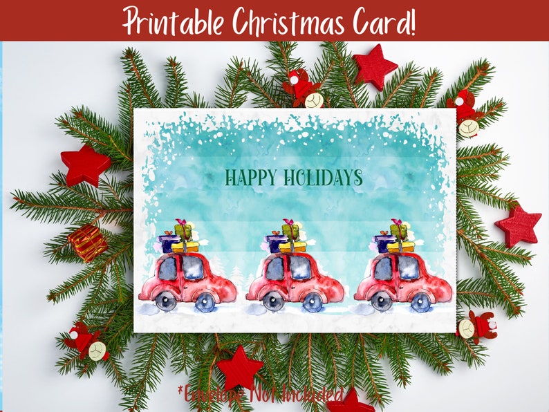 Printable Christmas Card, Holiday Card, Happy Holidays, Seasonal Card ...