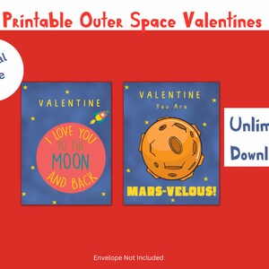 Outer Space Valentine Cards for Kids, Printable Valentines, Gift for ...