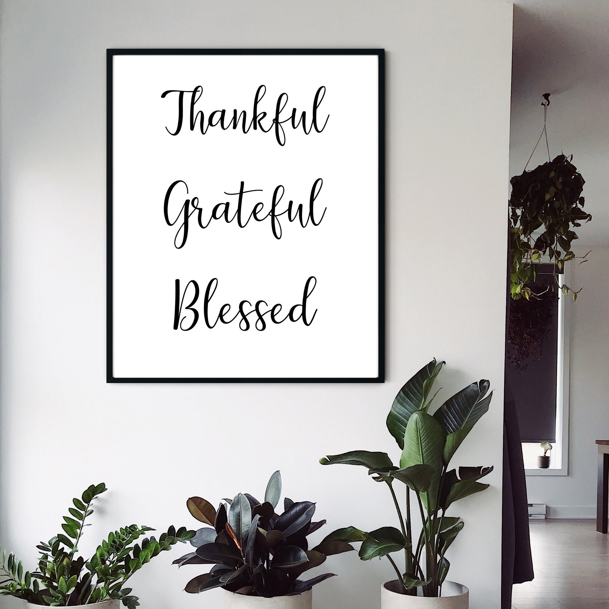 Thankful Grateful Blessed Printable Wall Art Inspirational - Etsy
