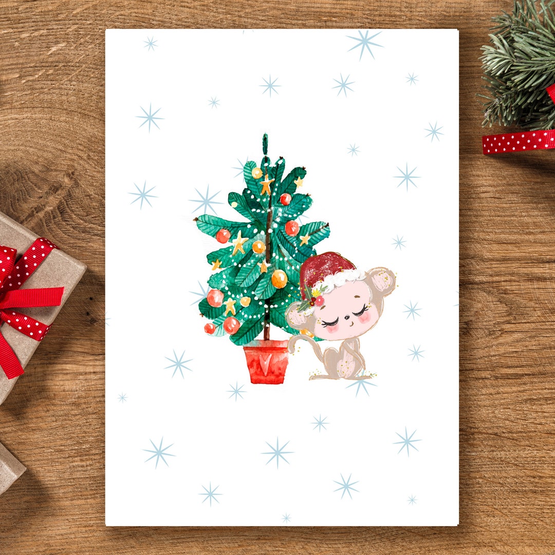 Baby Mouse Christmas Printable Art, Instant Download, Christmas Decor ...