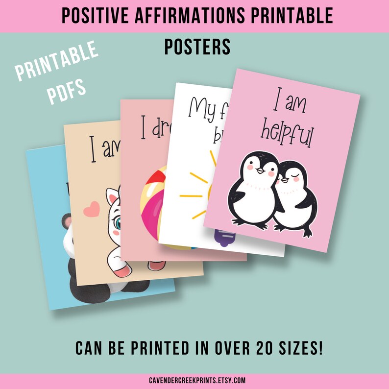 Printable Positive Affirmations Wall Art Bundle Colorful - Etsy