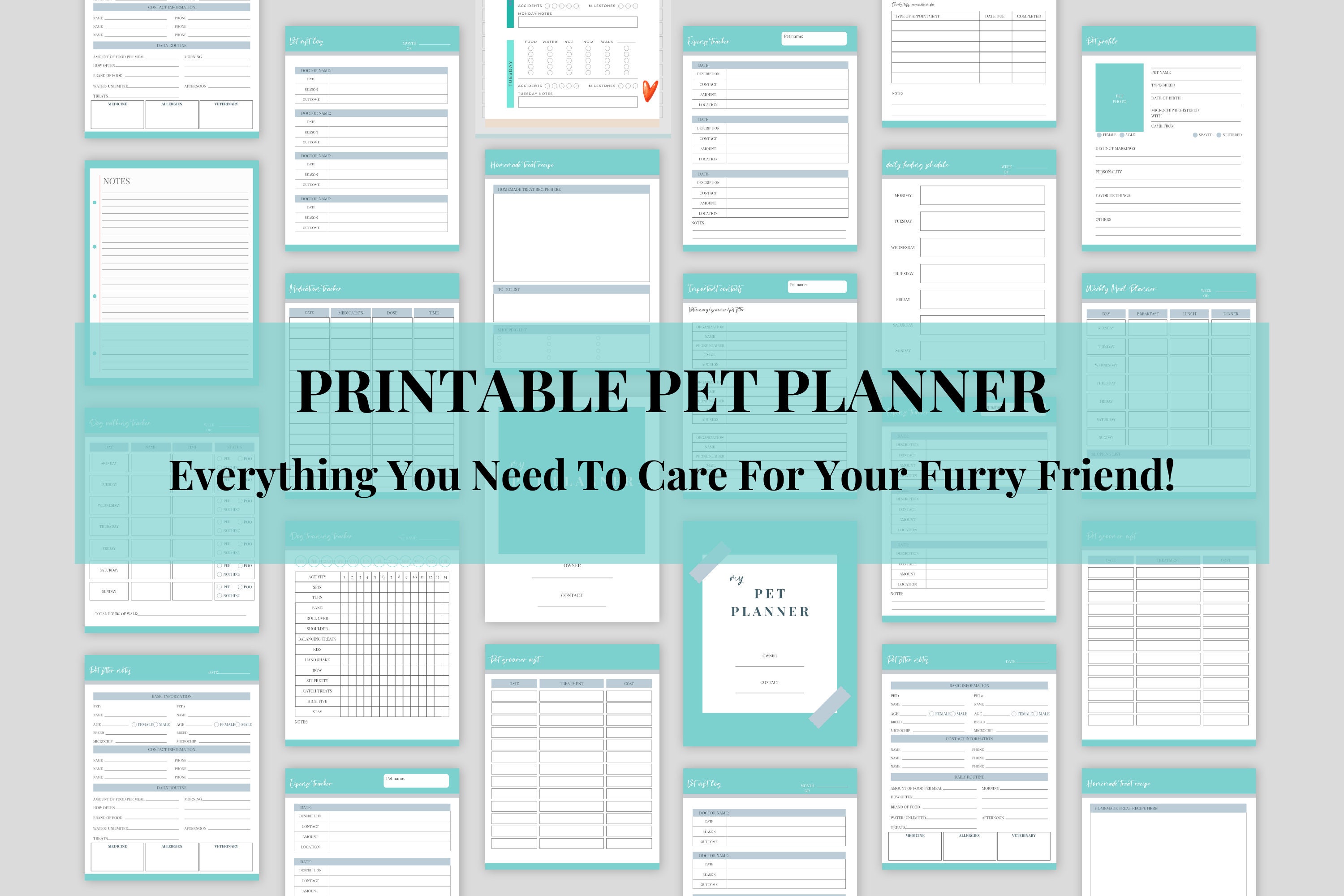 Printable Pet Planner Bundle, Pet Care Sheets, Pet Sitter Notes, New ...